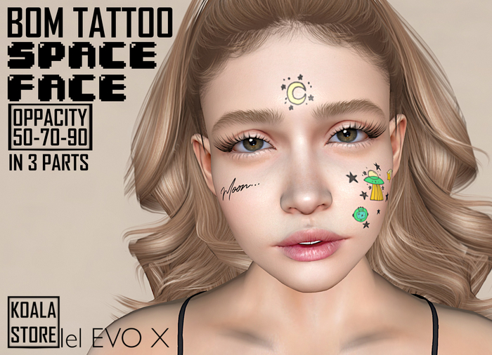 Second Life Marketplace - // KOALA STORE // BOM TATTOO - SPACE Face - evox